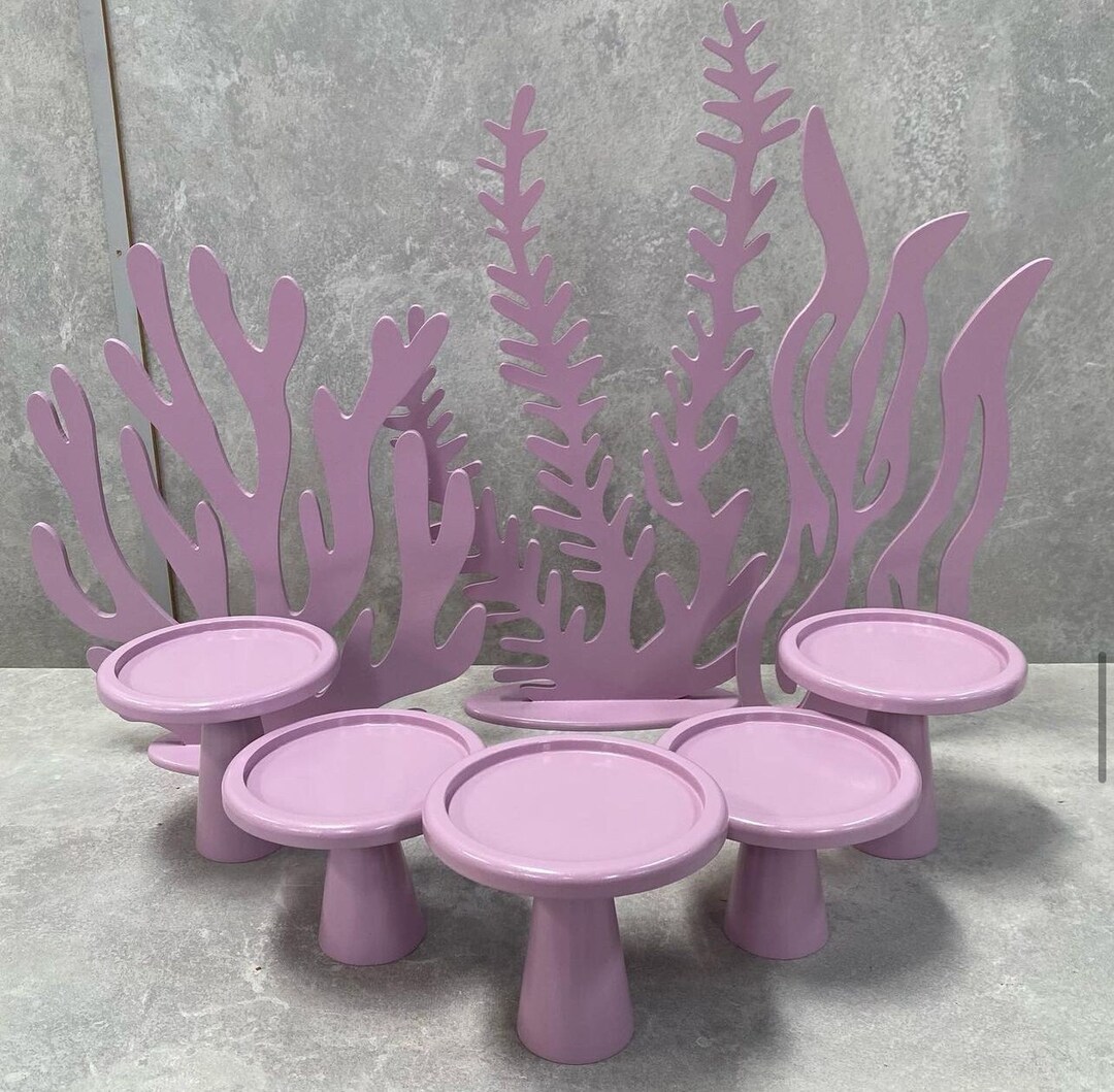 8pcs Sets Dessert Stands, Mermaid Cake Stands, Algae Props Party Events ...