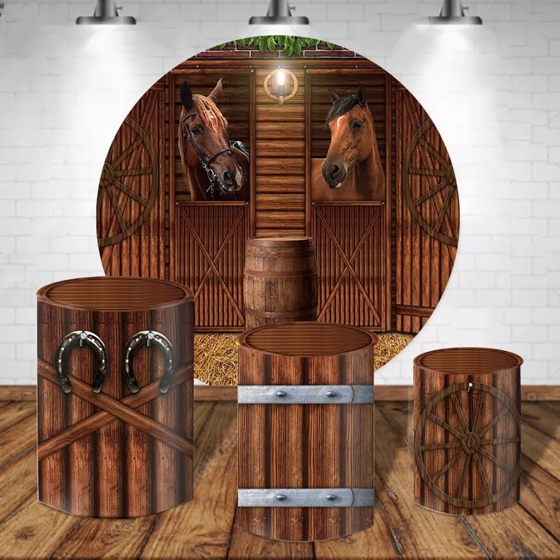 Horse Stable Round Backdrop, Pedestal Covers, Backdrops Covers Elastic ...