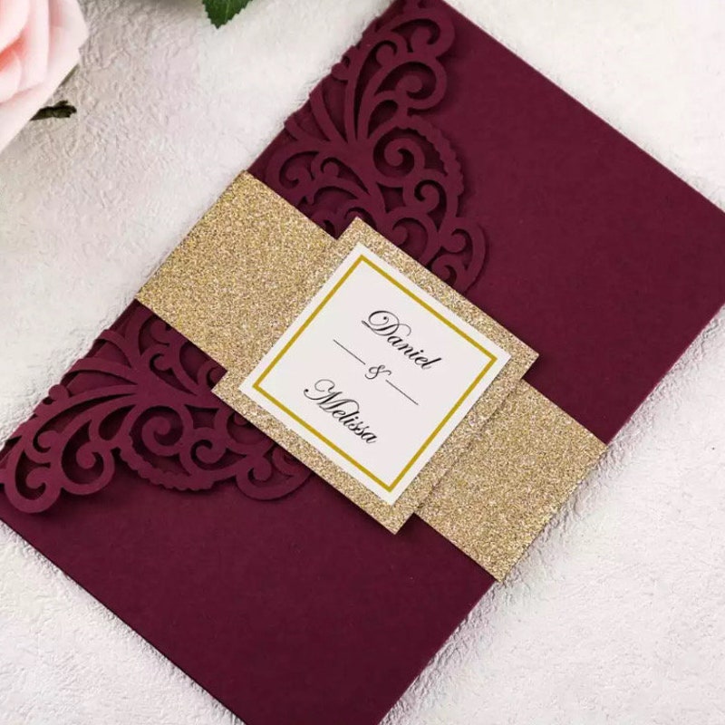 Burgundy Invitation - Etsy
