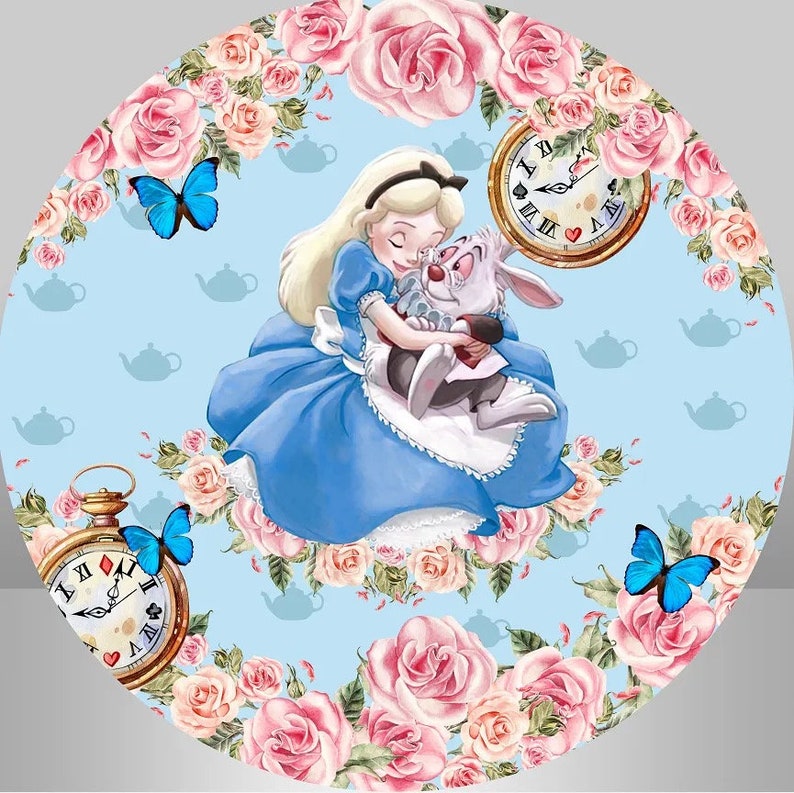 Alice in Wonderland Circle Backdrops, Arch Decoration, Polyester Banner ...