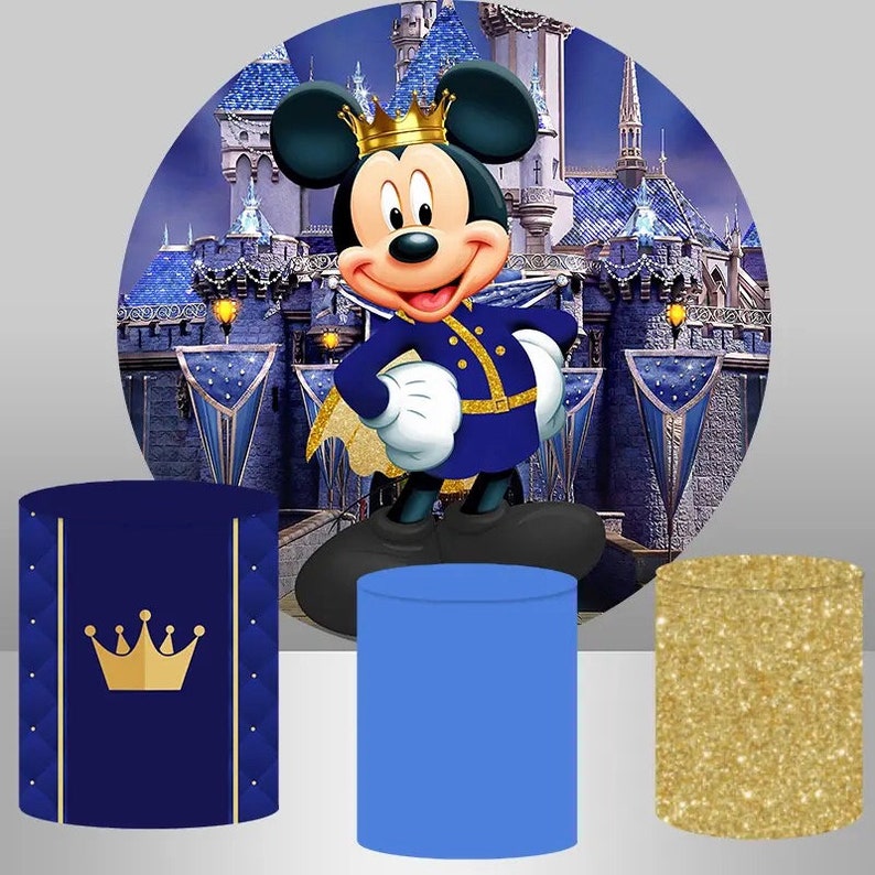 Mickey Mouse Round Backdrop Cover for Boy Birthday Decor Navy - Etsy