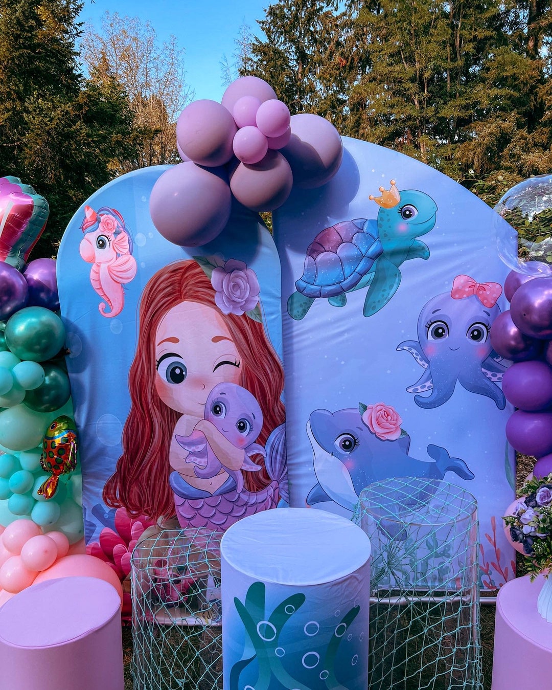 Mermaid Banner, Chiara Backdrop Covers, Backdrops Party, Elastic ...
