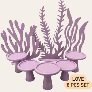 8pcs Sets Dessert Stands, Mermaid Cake Stands, Algae Props Party Events ...