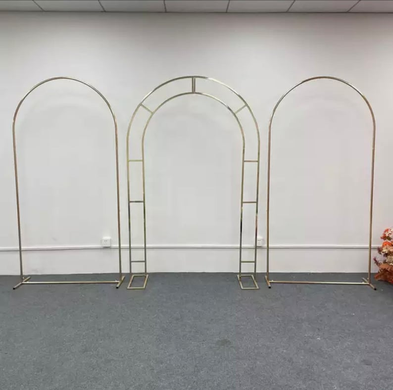 Gold-plated Shiny Arch Screen Geometric Wedding Arch Frame Backdrops ...
