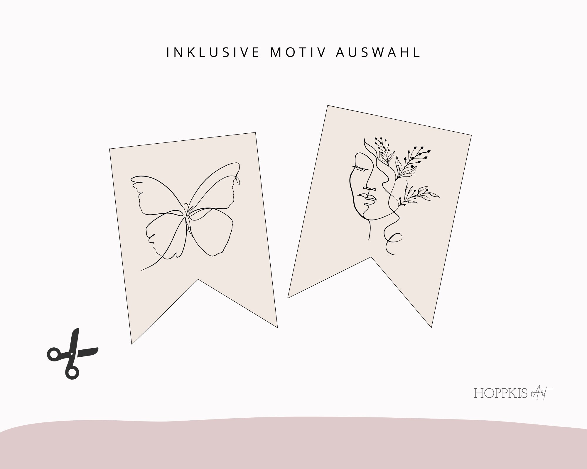 DIY Birthday Pennant Happy Birthday Line Art Design | Printable Party ...