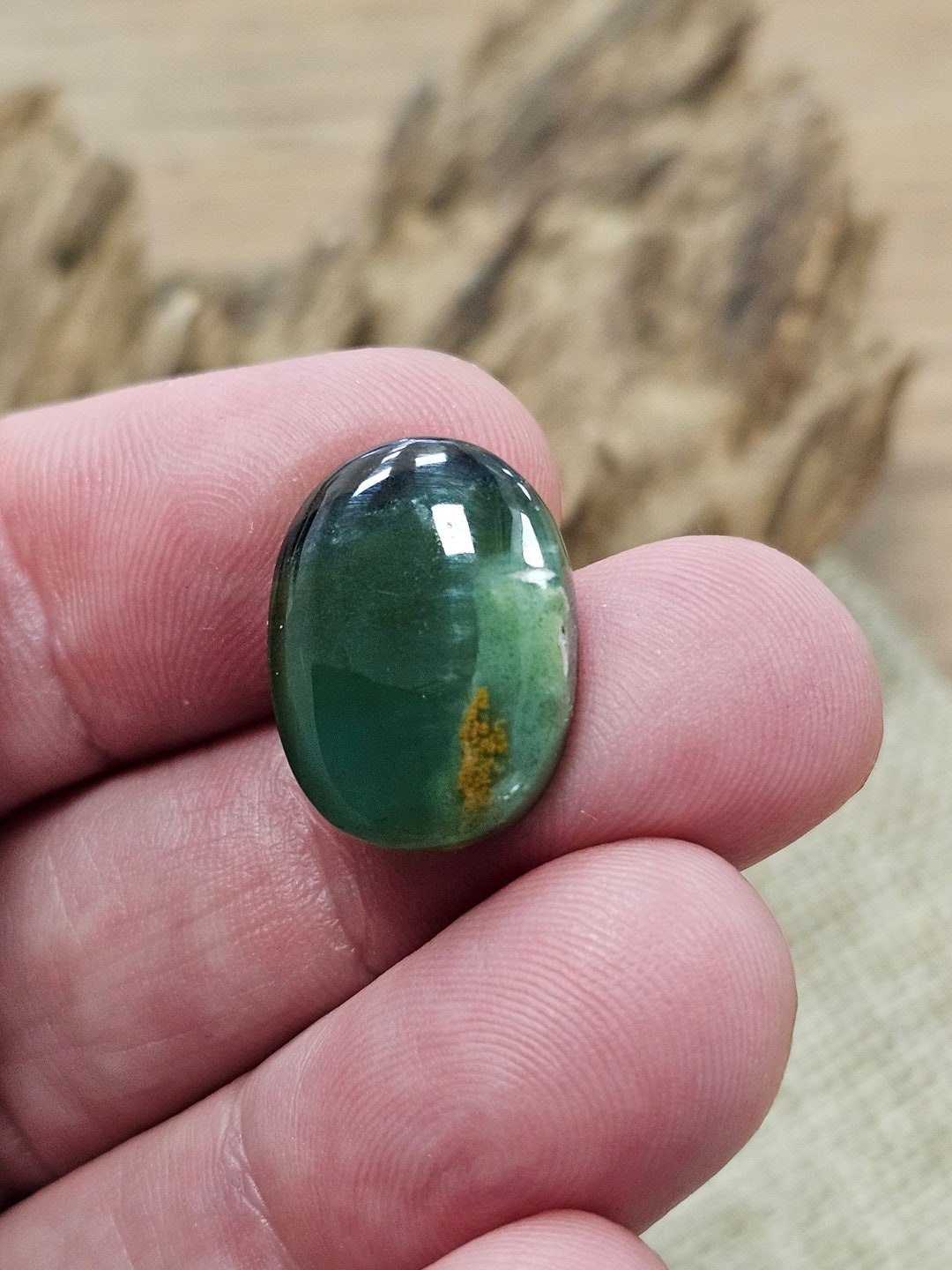 Amazing Chrysoprase Chalcedony Copper Inclusions Cab for Jewelry Making ...