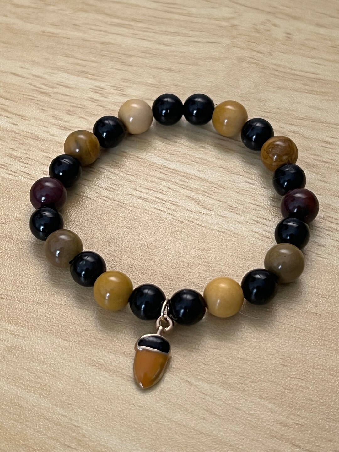 Acorn Charm Bracelet With Mookaite Beads - Etsy