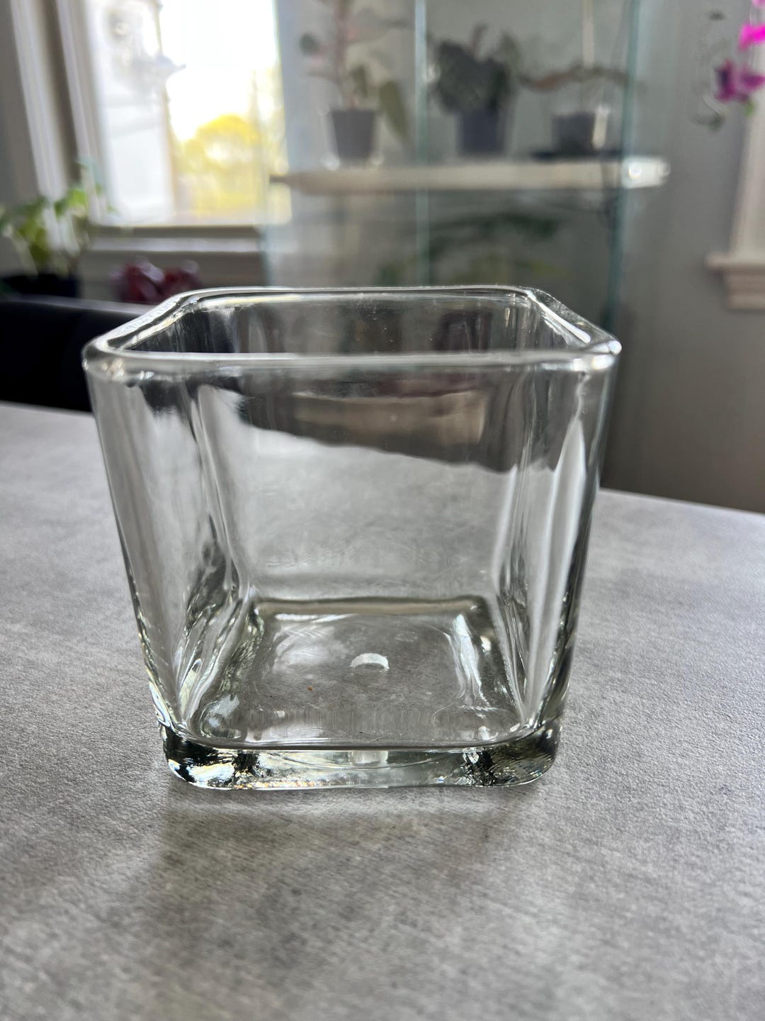 Small Square Clear Glass Planter With Drainage Hole - Etsy