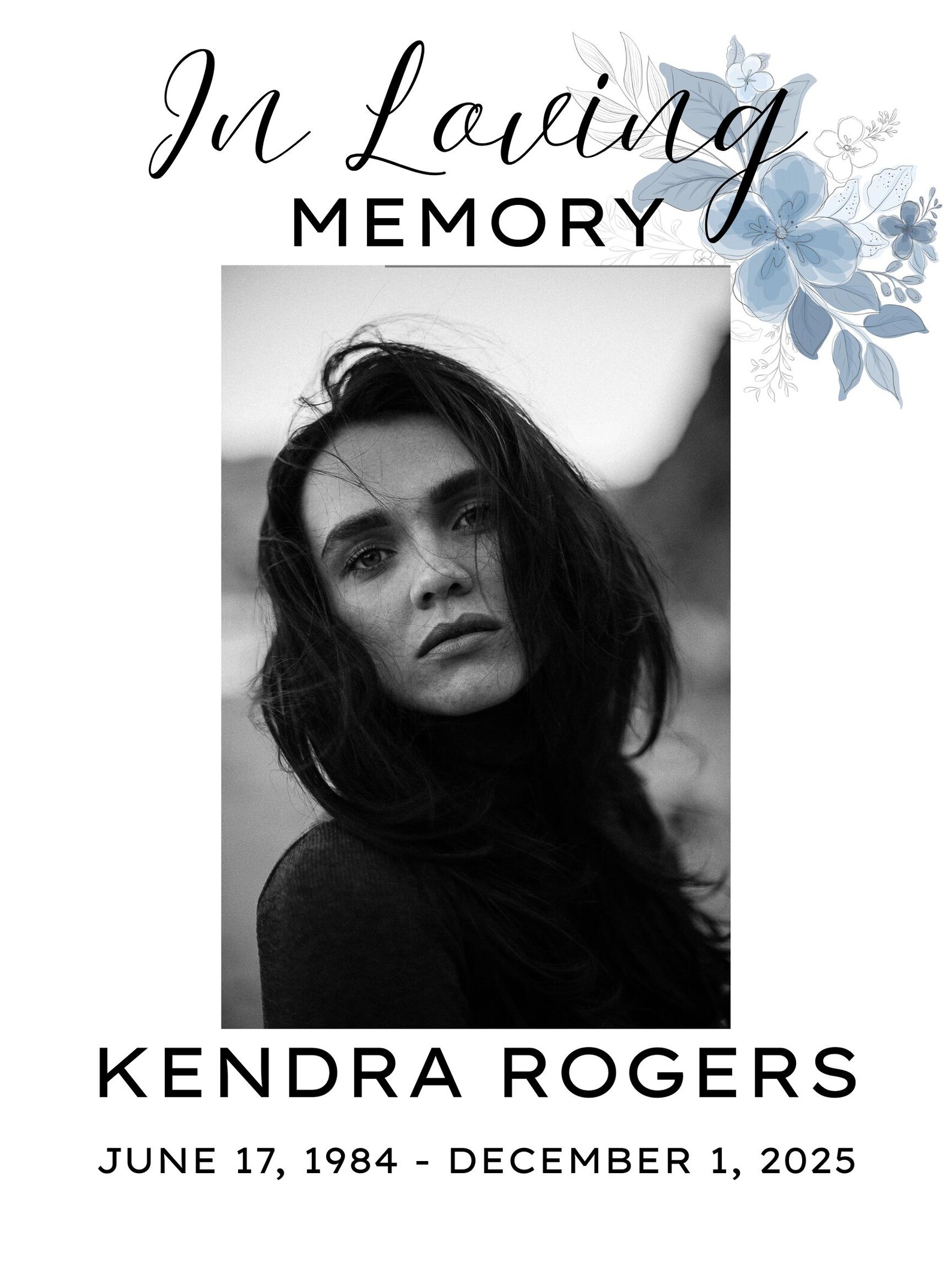 Funeral in Loving Memory Blue Flower Poster-editable - Etsy