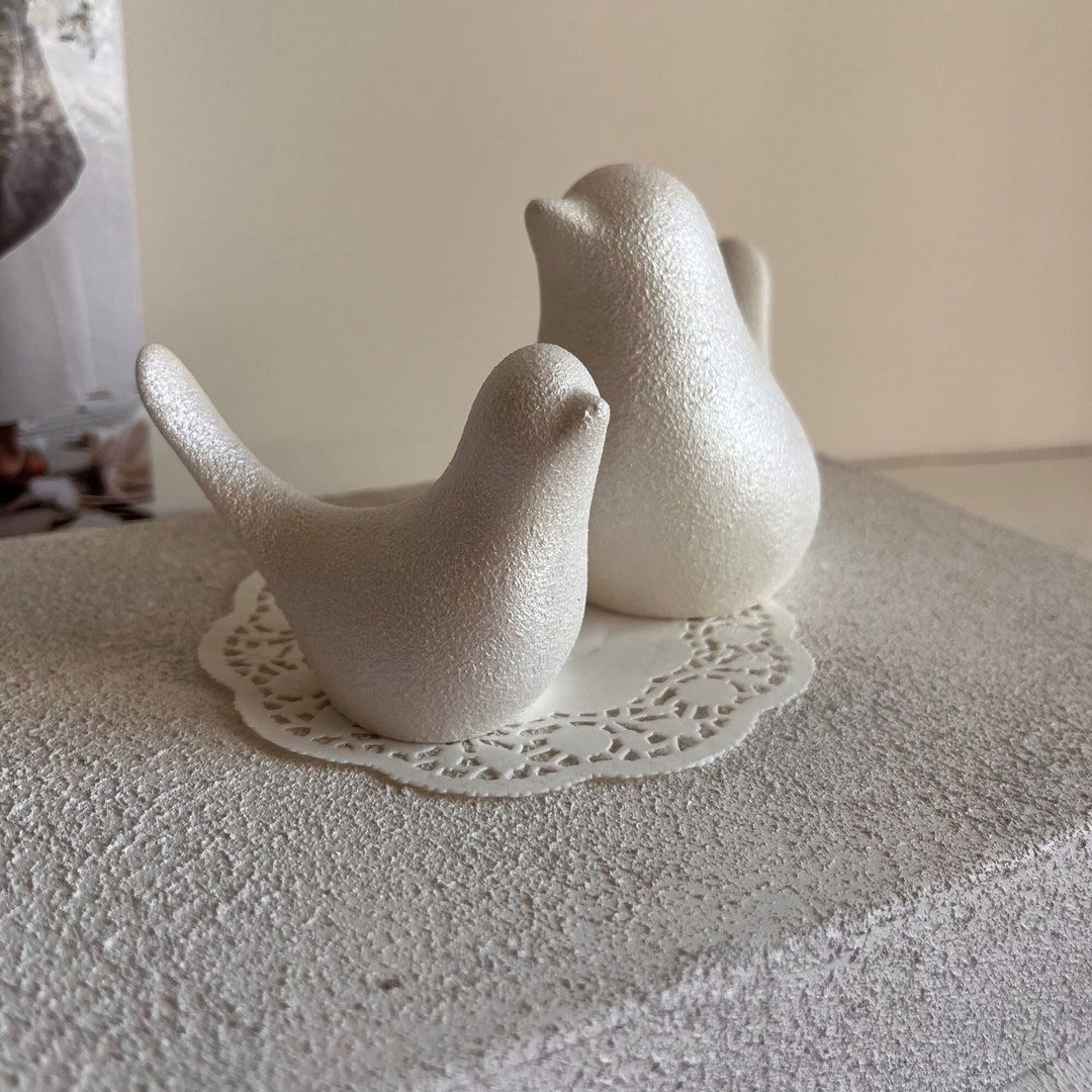 Glossy White Bird Figurines , Cute Bird Ornament , Decorative Bird ...