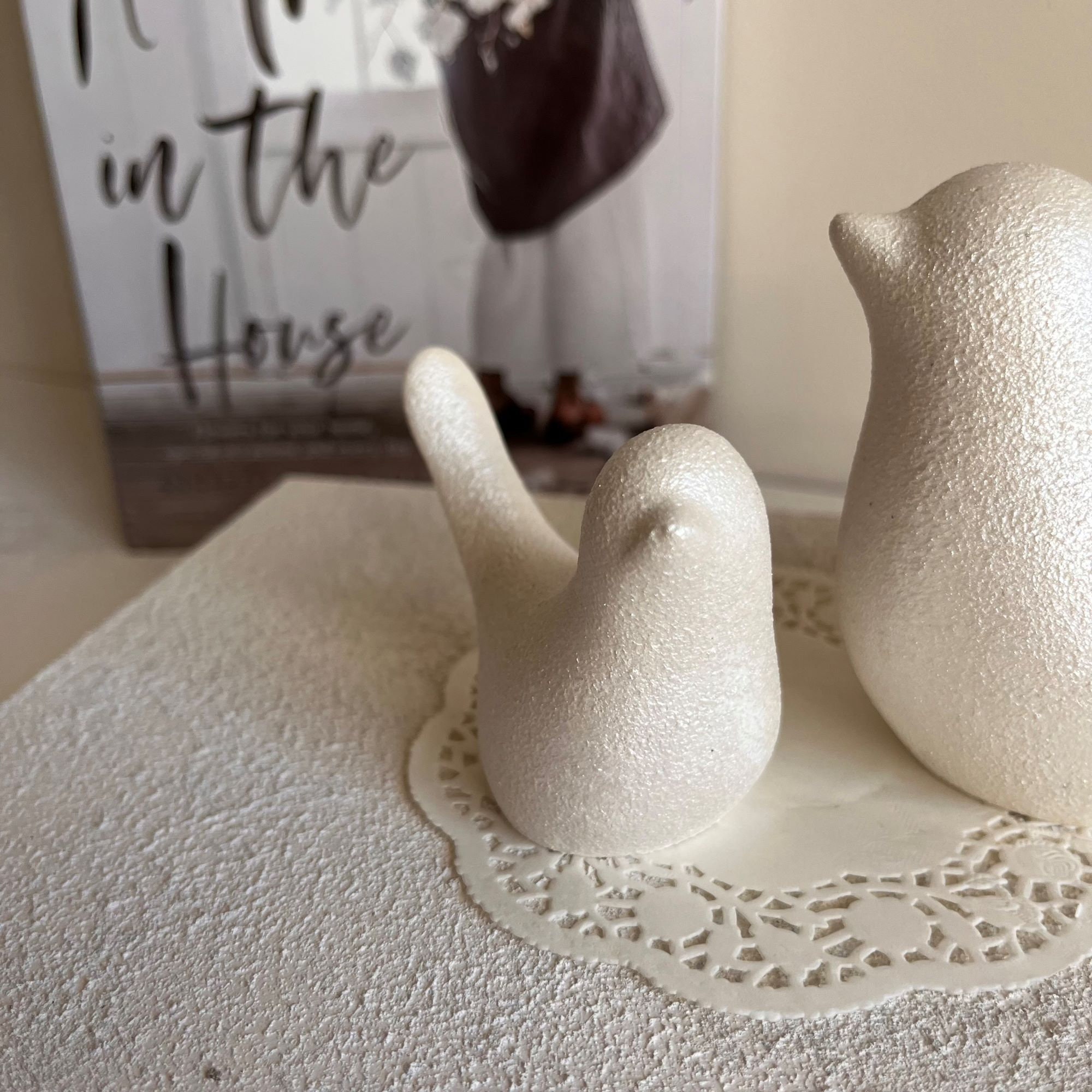 Glossy White Bird Figurines , Cute Bird Ornament , Decorative Bird ...