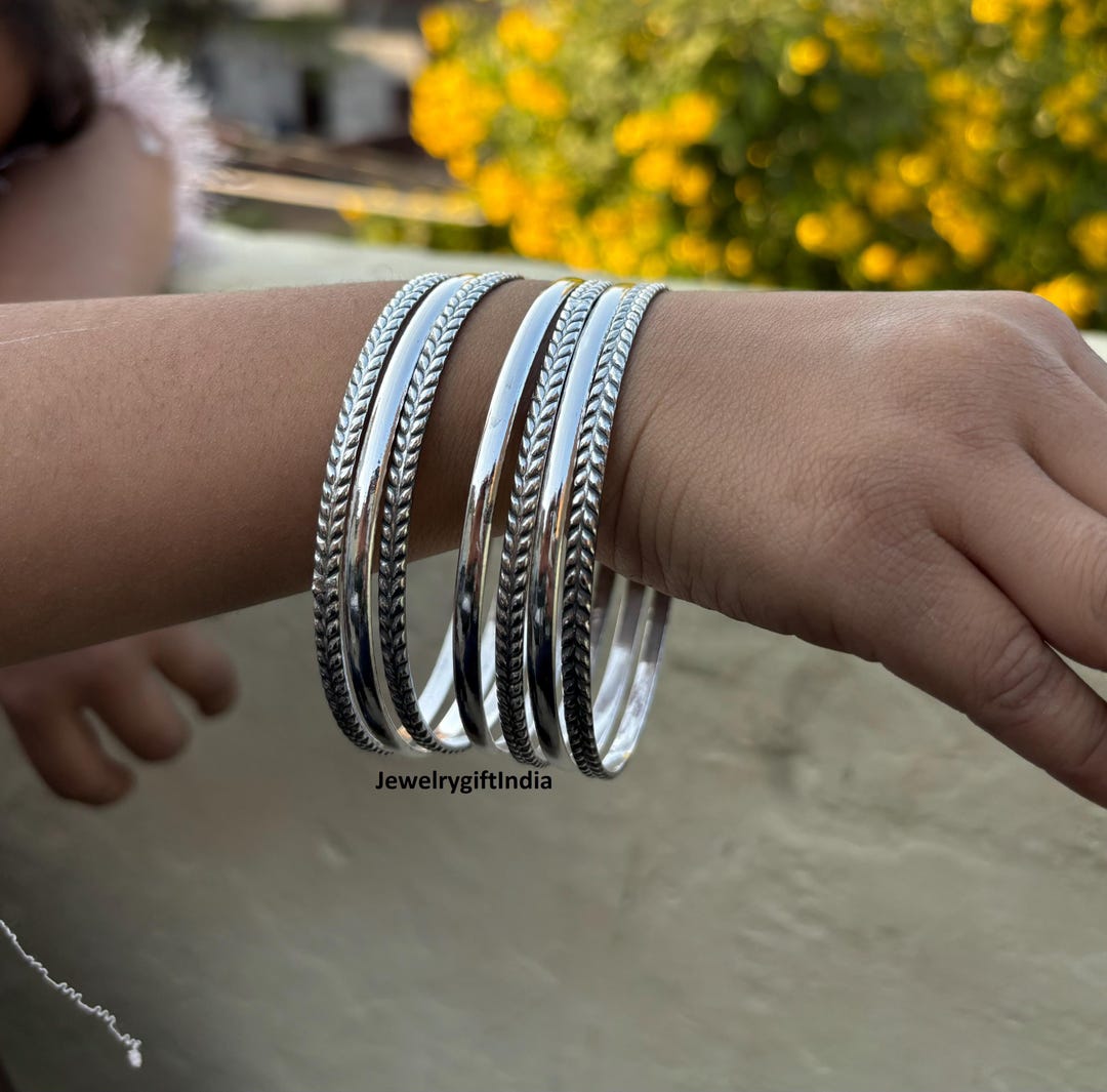 Set of 7 Bangles, Sterling Bangles, Stacking Bracelets, Semanario, 7 ...