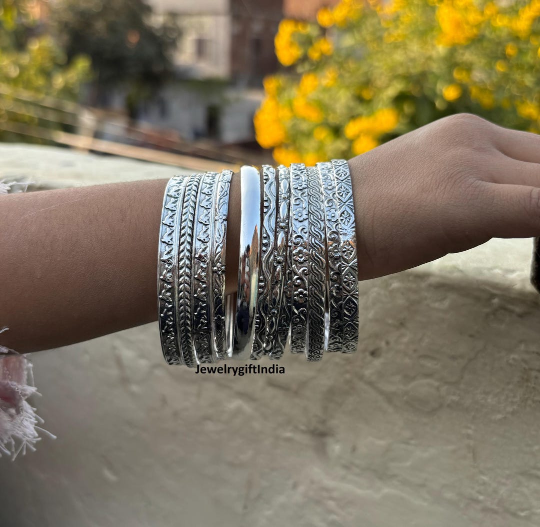 Set of 12 Bangles, Sterling Bangles, Stacking Bracelets, Semanario, 12 ...