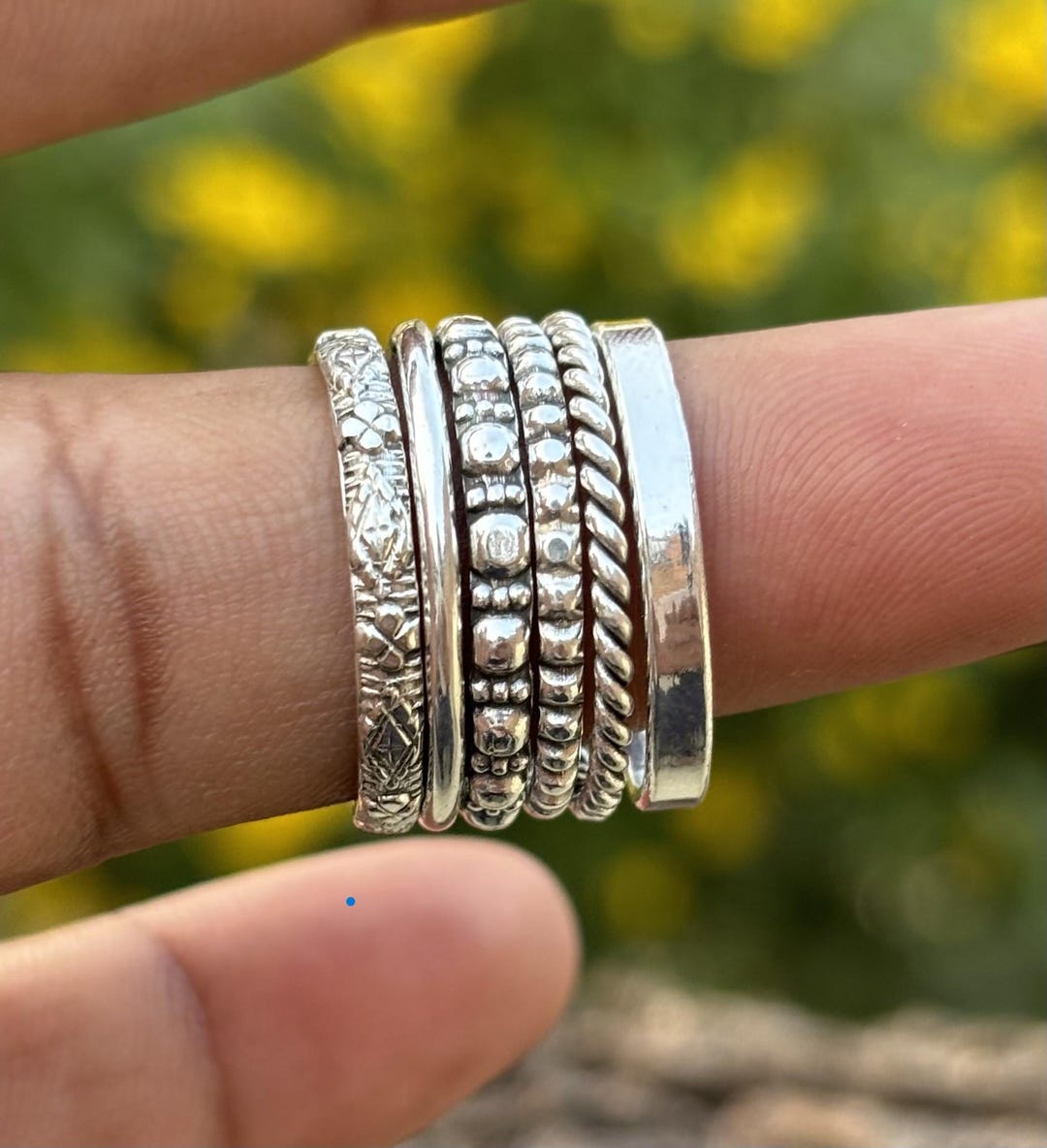 Set of 6 Sterling Silver Stacking Rings, Thin & Thick Rings, Assorted ...