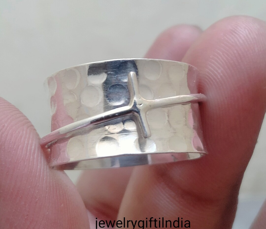 Sterling Silver Cross Spinner Ring: Christian Fidget Jewelry - Etsy