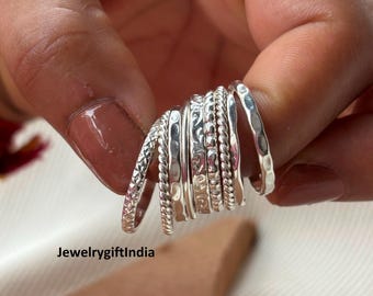 Sterling Silver Stacking Rings | Womens Silver Ring Set | Stackable ...