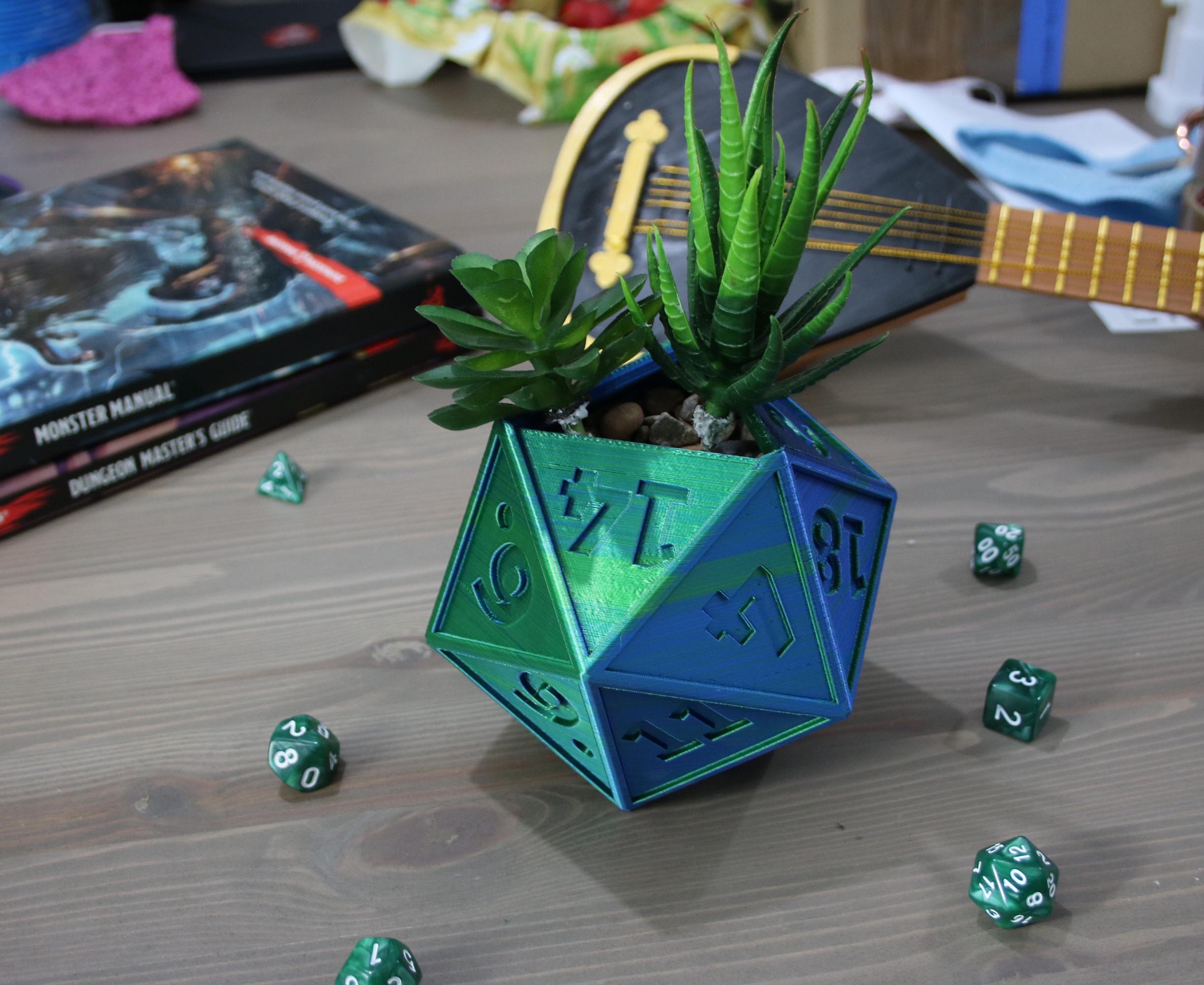 D20 Succulent Plant Pot / 3D Printed Dnd / Dungeons and Dragons / Dnd ...