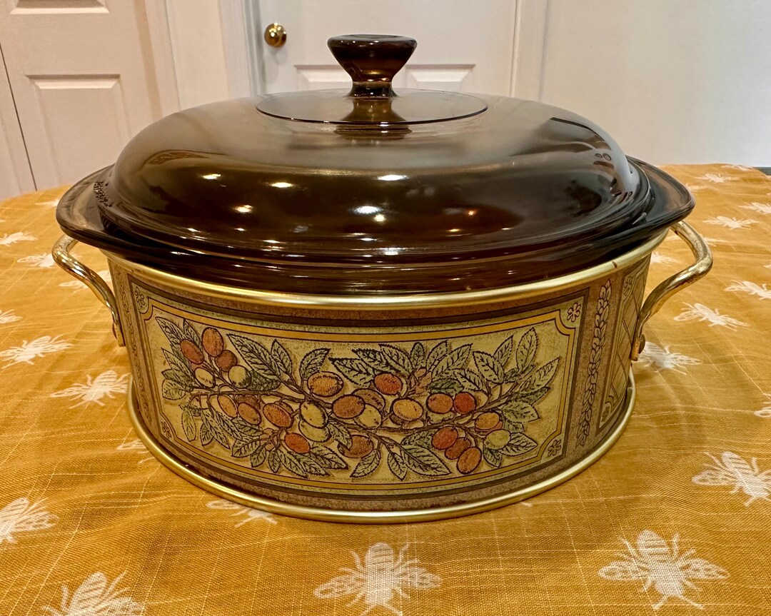 Vintage Pyrex Fireside Amber Covered Casserole With Metal Server - Etsy