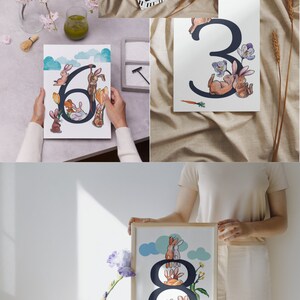 Printable Illustrated Number Posters for Kindergarden - Etsy