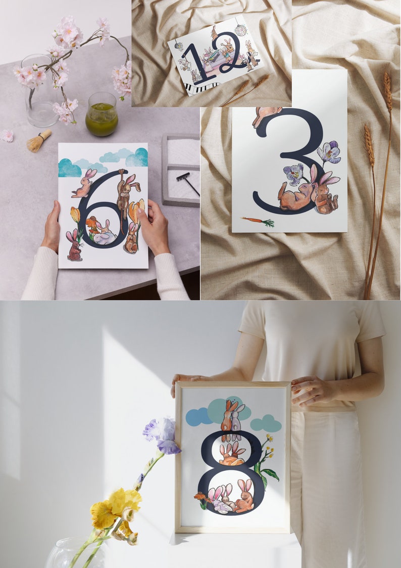 Printable Illustrated Number Posters for Kindergarden, Preschool ...