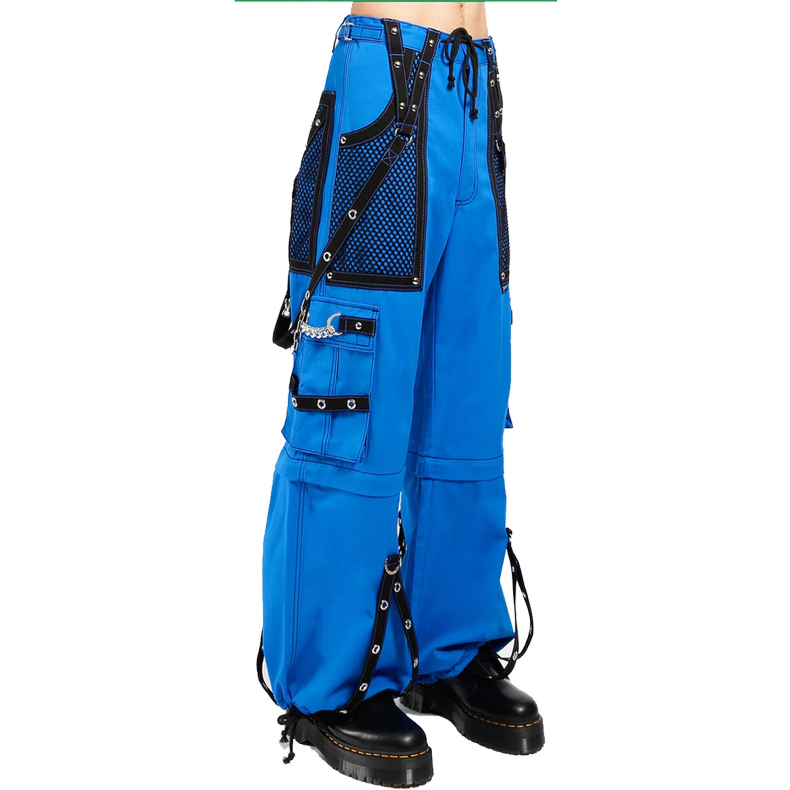 Blue Gothic Punk Pants: Unisex Electro Trousers With Buckles, Zips ...