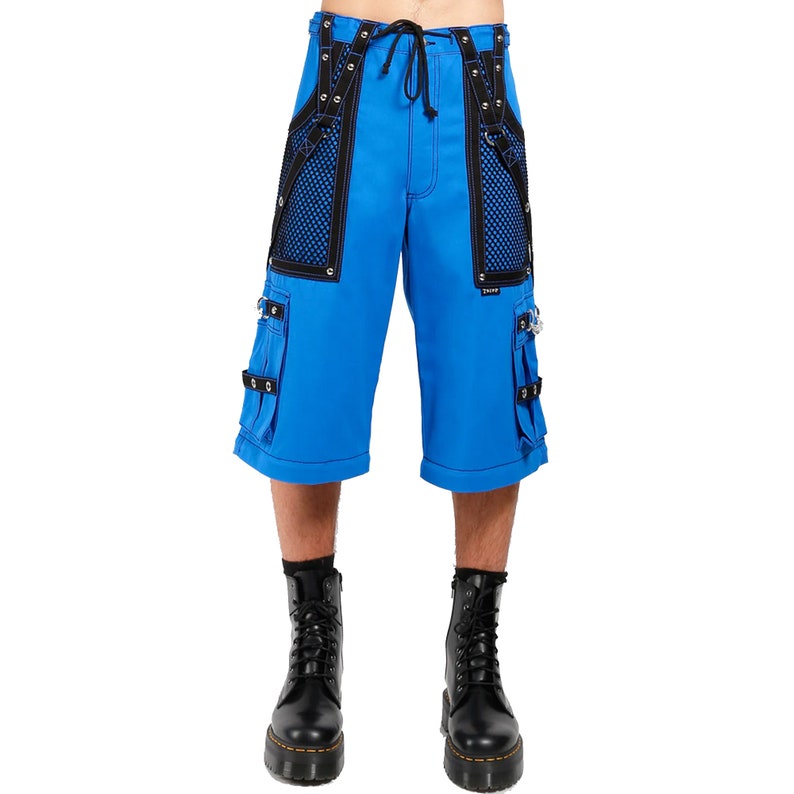 Blue Gothic Punk Pants: Unisex Electro Trousers With Buckles, Zips ...