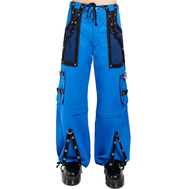 Blue Gothic Punk Pants: Unisex Electro Trousers With Buckles, Zips ...