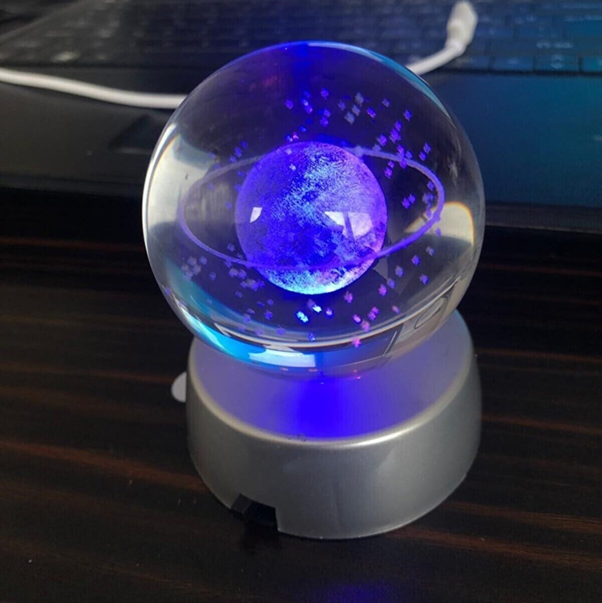 Saturn Illuminated Glass Sphere 5 Different Colors - Etsy