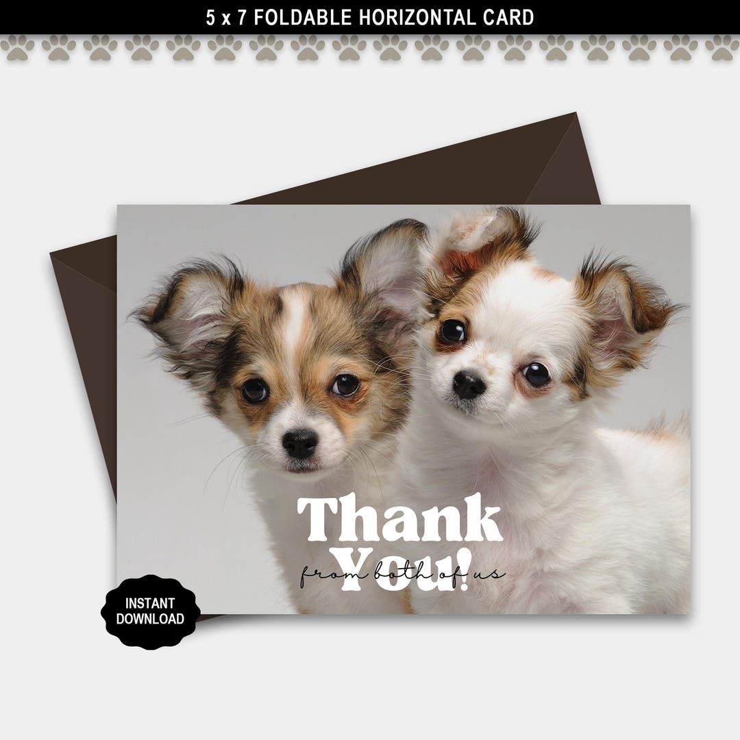 5 X 7 Horizontal Dogs Thank You Card: Printable Digital Download - Etsy