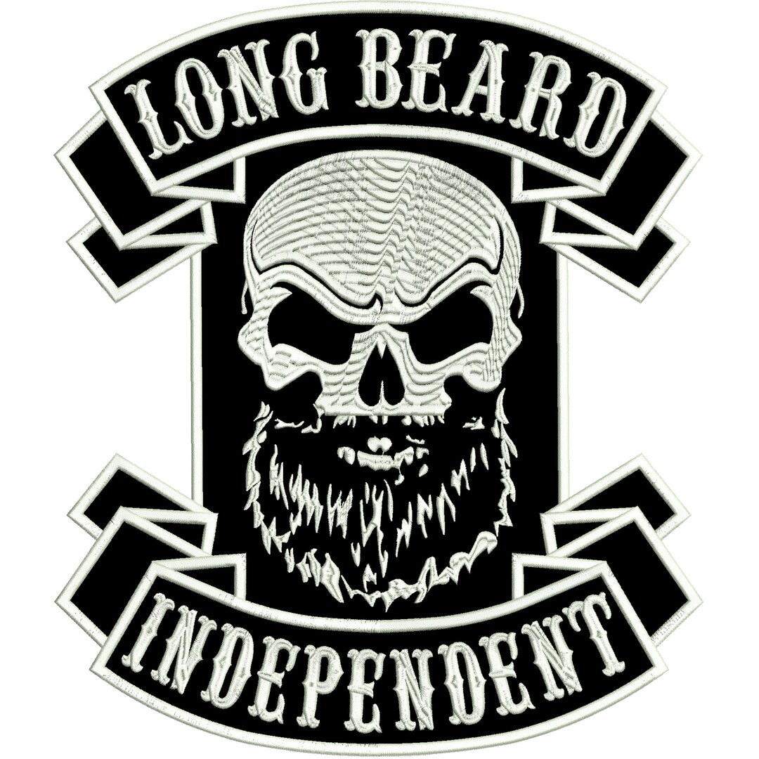 LONG BEARD Independent/patch Skull Patch Fabric Black/yarn White - Etsy
