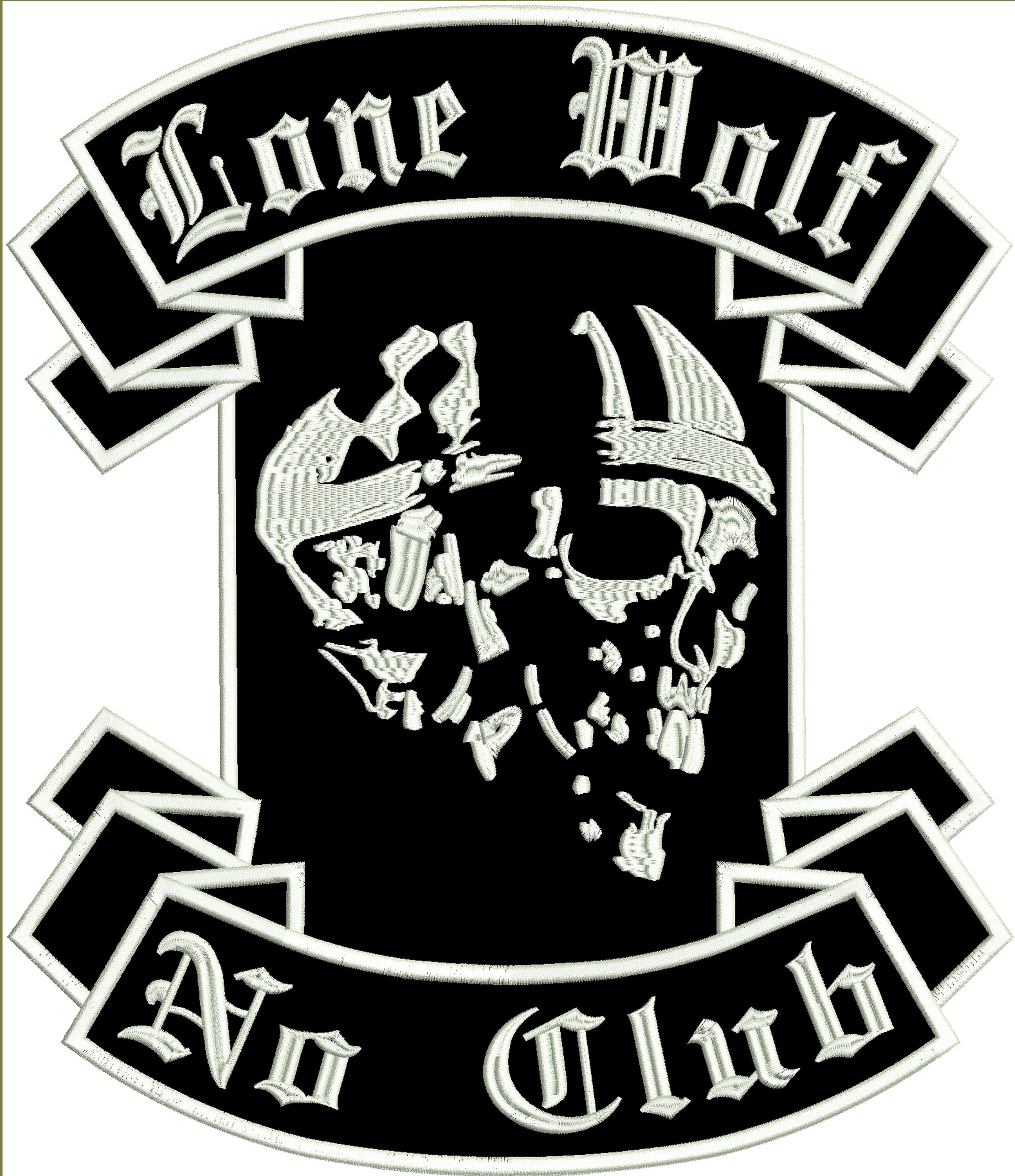Lone Wolf No Club Patch, Back Patch 35 X 32 Cm Fabric Black/ Yarn White ...