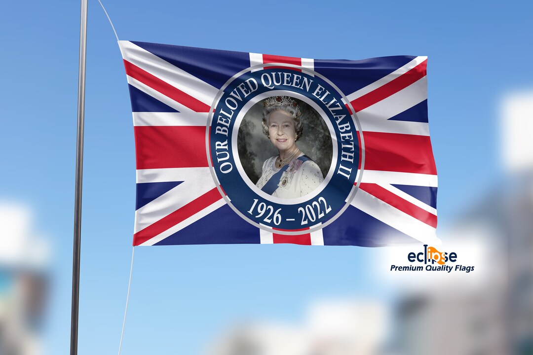 Queen Elizabeth 11 Remembrance Flag 5X3 Feet Fabric Flags Queen of ...