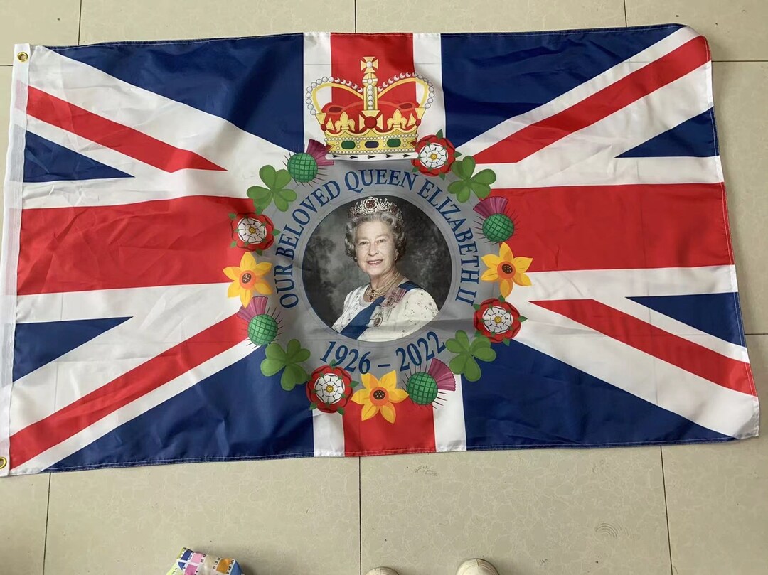 Queen Elizabeth 11 Remembrance RIP Flag 5X3 Feet Fabric Flags Queen of ...