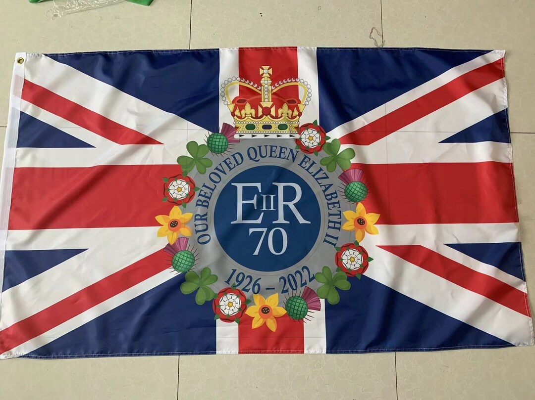 Queen Elizabeth 11 Remembrance Flag 5X3 Feet Fabric Flags Queen of ...