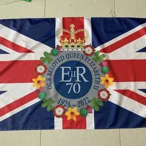 Queen Elizabeth 11 Remembrance Flag 5X3 Feet Fabric Flags Queen of ...