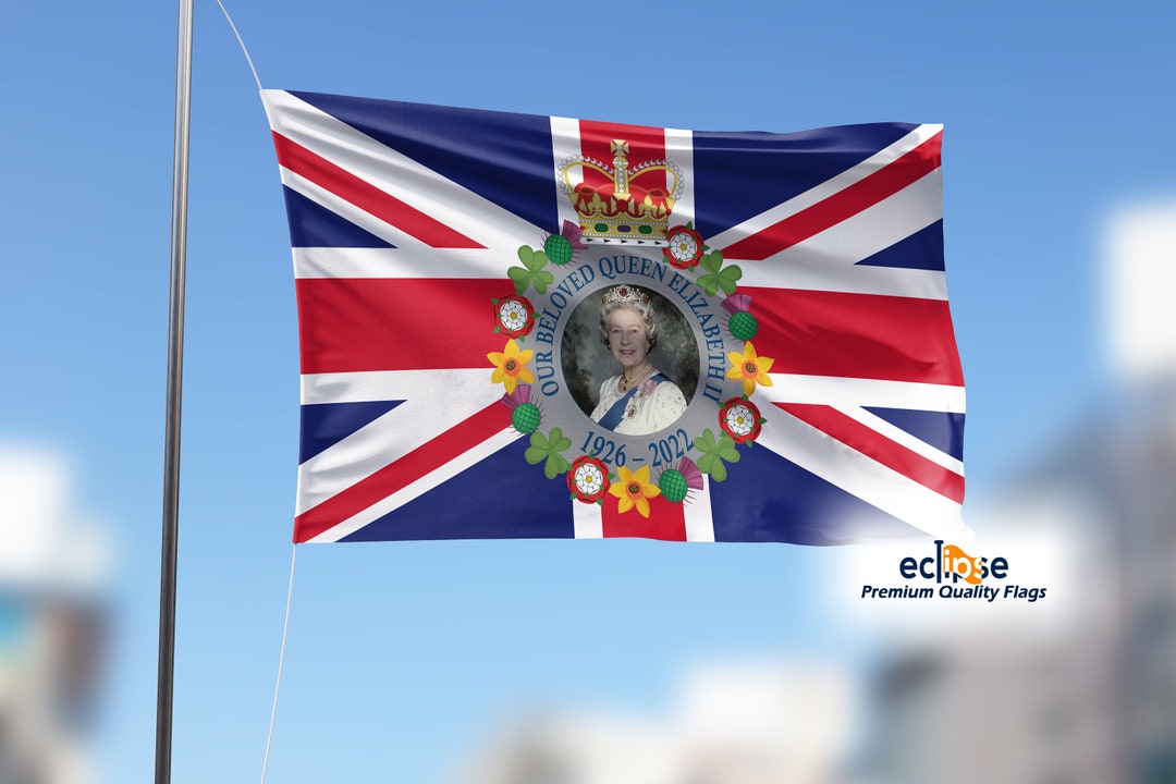 Queen Elizabeth 11 Remembrance RIP Flag 5X3 Feet Fabric Flags Queen of ...