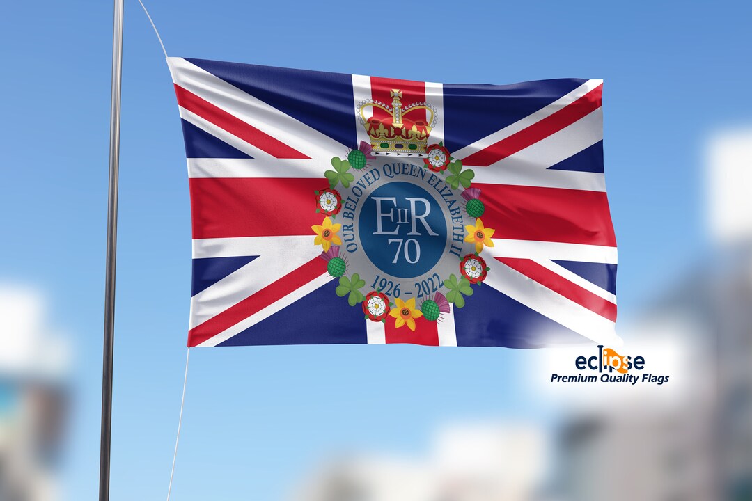 Queen Elizabeth Remembrance Flag 5X3 Feet Fabric Flags Queen of England ...