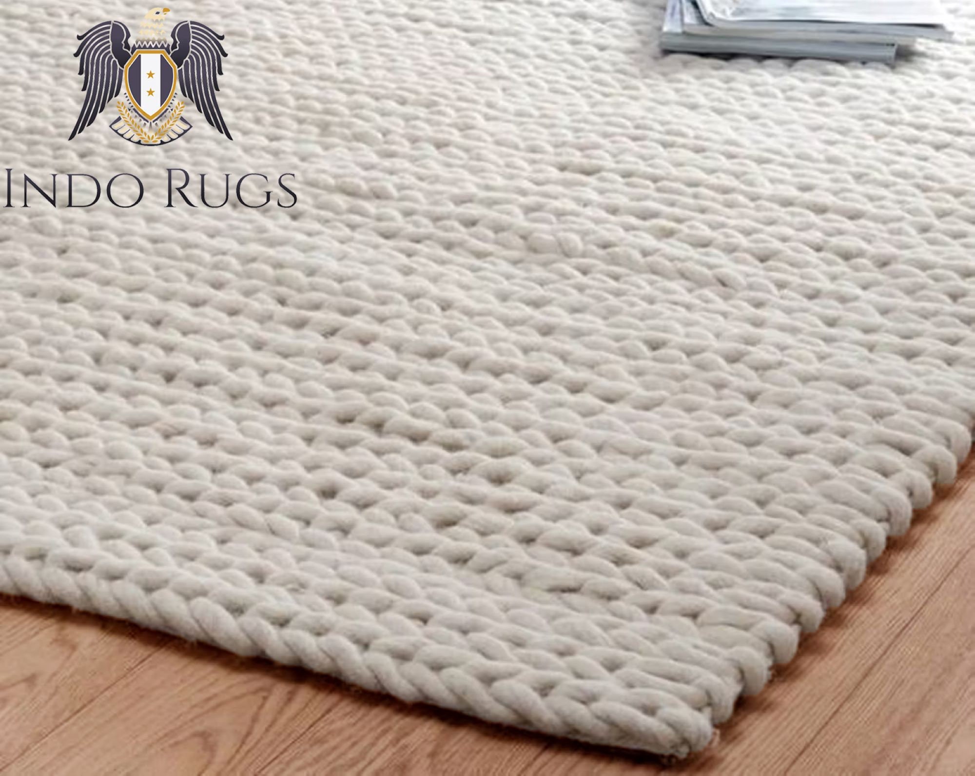 Hand Knotted Chunky Wool Rug Make to Order Custom Rug off White Ivory ...