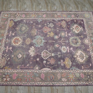 Pastel Purple Rug With Colorful Accents, Modern Turkish Oushak Home ...