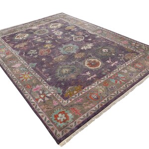 Pastel Purple Rug With Colorful Accents, Modern Turkish Oushak Home ...
