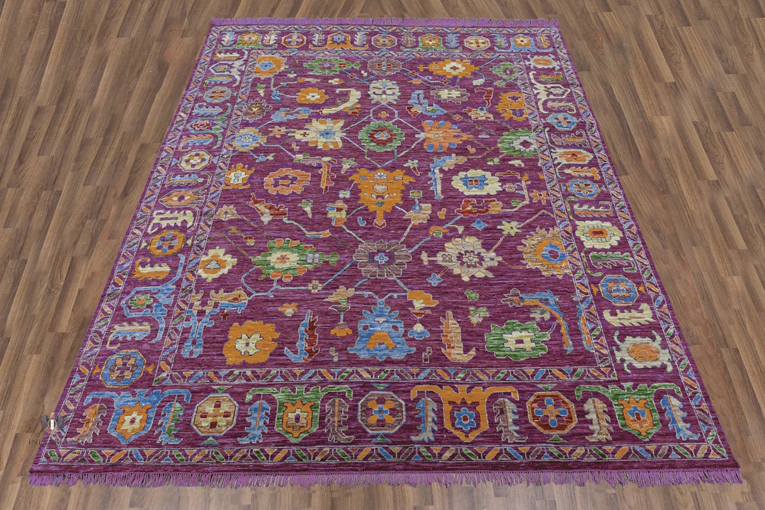 Dark Raspberry Modern Living Room Handmade Wool Area Rug Luxurious ...