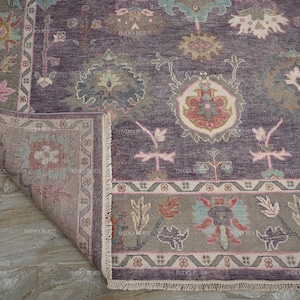 Pastel Purple Rug With Colorful Accents, Modern Turkish Oushak Home ...