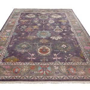 Pastel Purple Rug With Colorful Accents, Modern Turkish Oushak Home ...