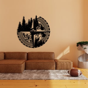 Compass Mountain Wall Decor, Compass Wall Art, Nautical Compass Range ...