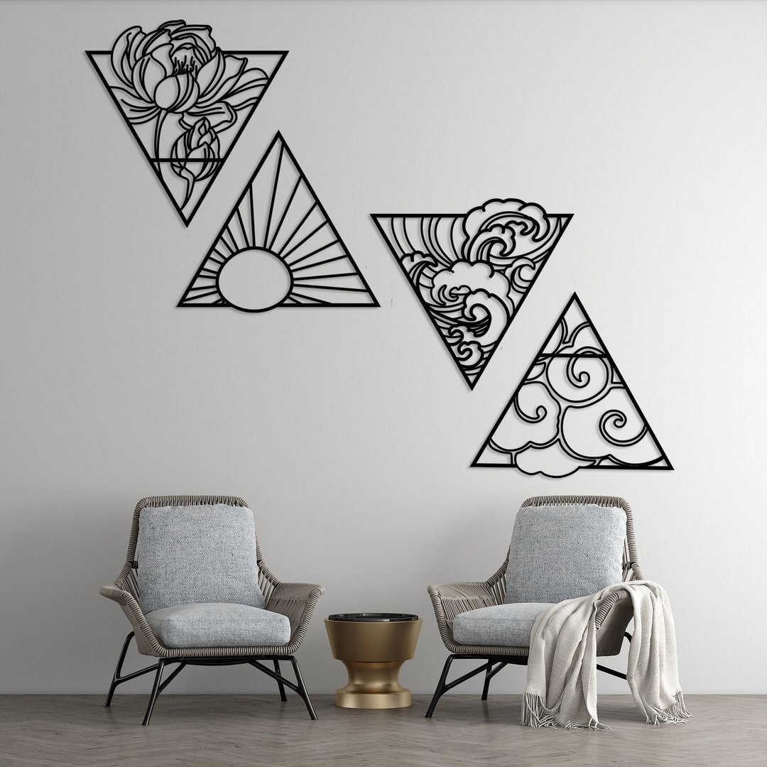 Four Elements Metal Wall Decor, Symbol of the 4 Elements of Nature ...