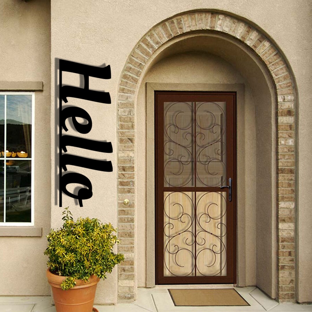 Hello Door Sign Hello Metal Sheet Decorative Hello Metal - Etsy