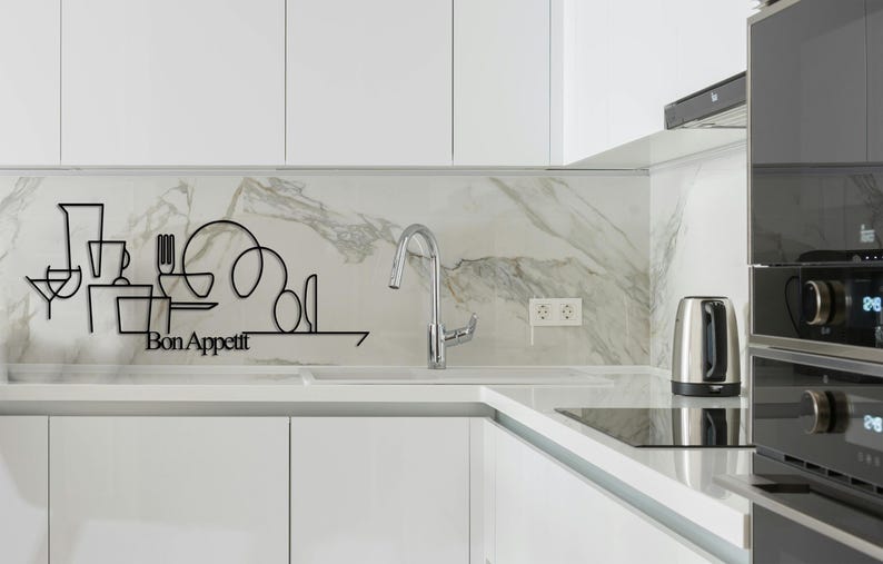 Bon Appétit Metal Wall Art – Modern Kitchen Line Art Decor - Etsy