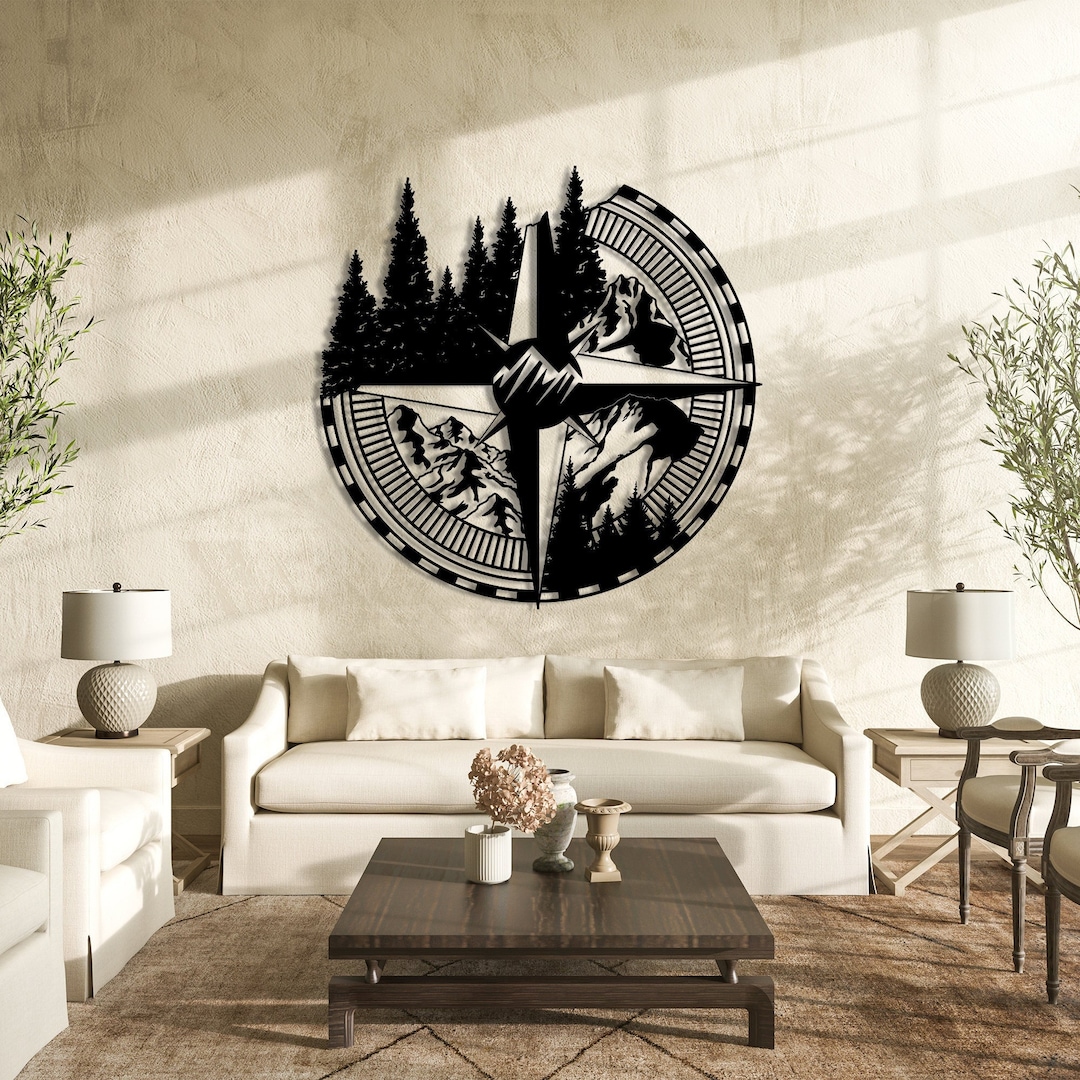 Compass Mountain Wall Decor, Compass Wall Art, Nautical Compass Range ...