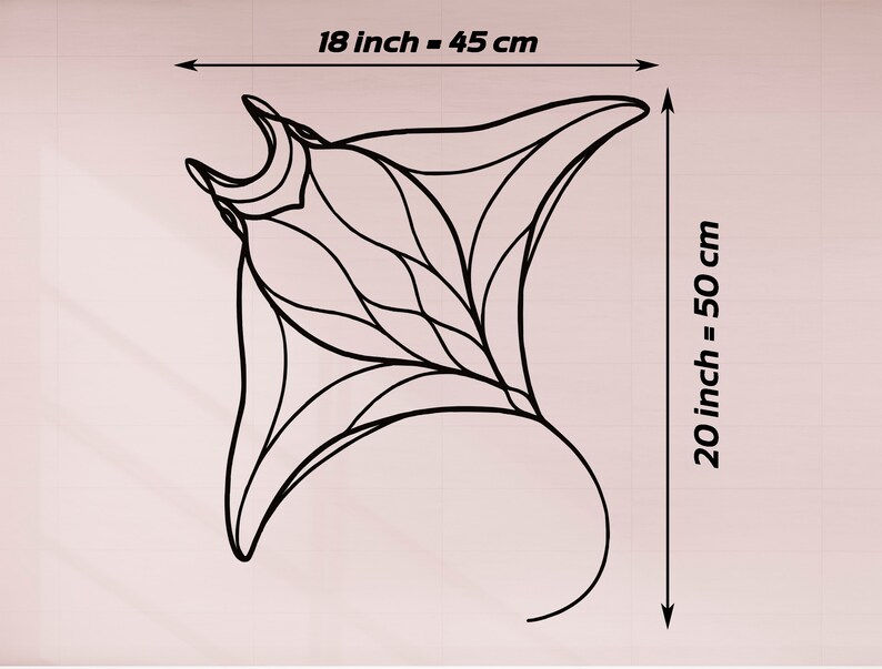 Manta Ray Metal Wall Art / Stingray Line Decor / Coastal Beach House ...