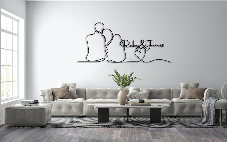 Personalized Couple Line Art Metal Wall Decor – Custom Names - Etsy